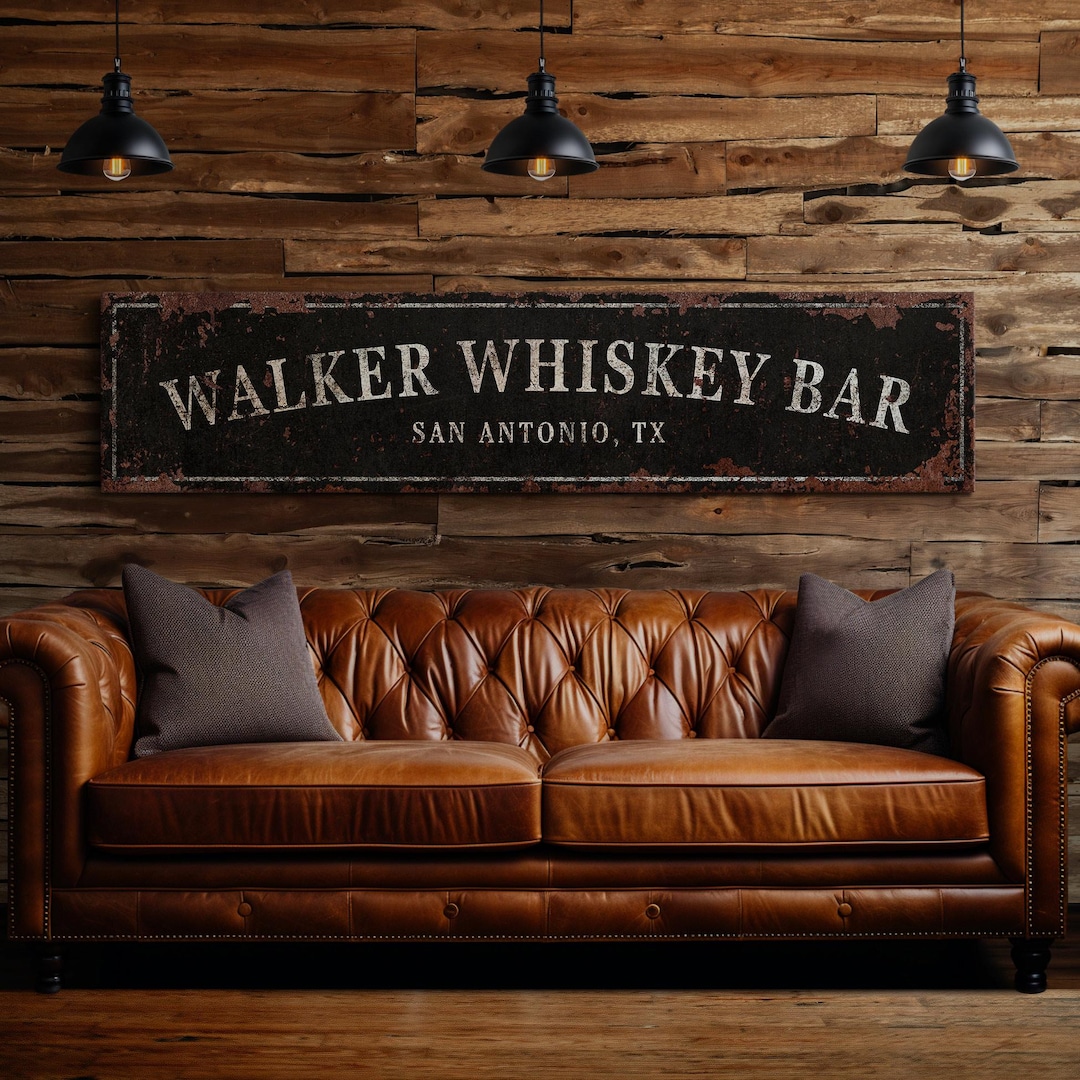 Long Custom Whiskey Bar Sign, Bourbon Bar Canvas Wall Hanging, Scotch ...