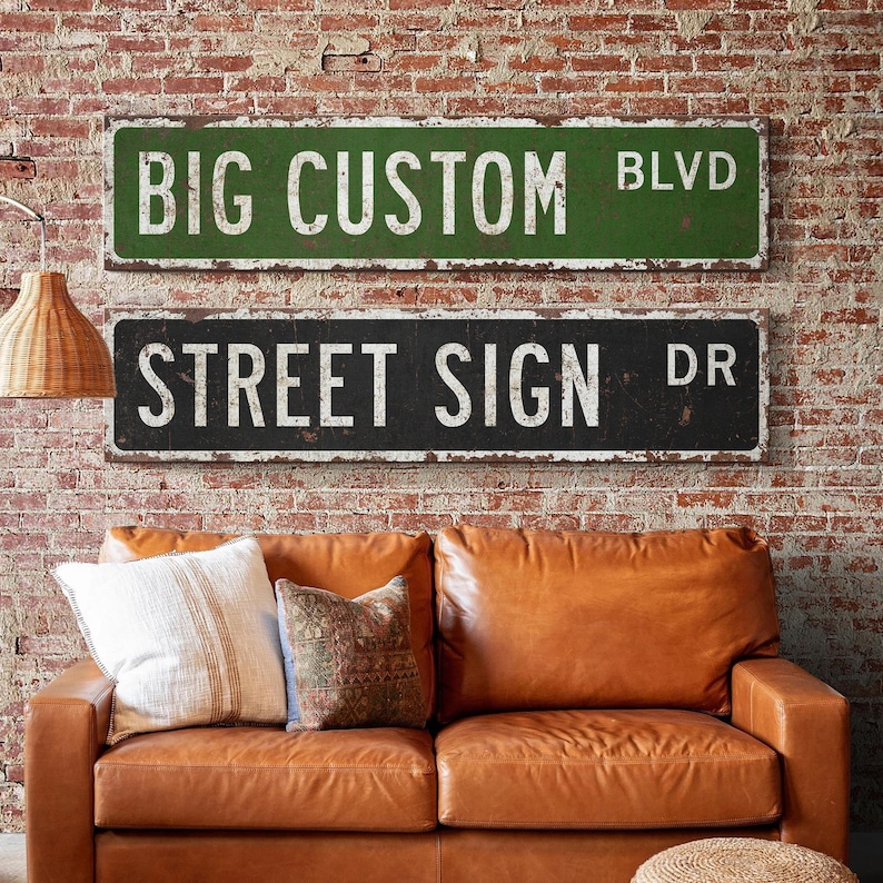 Big Custom Street Sign, Personalized Road Sign, Distressed Color City ...