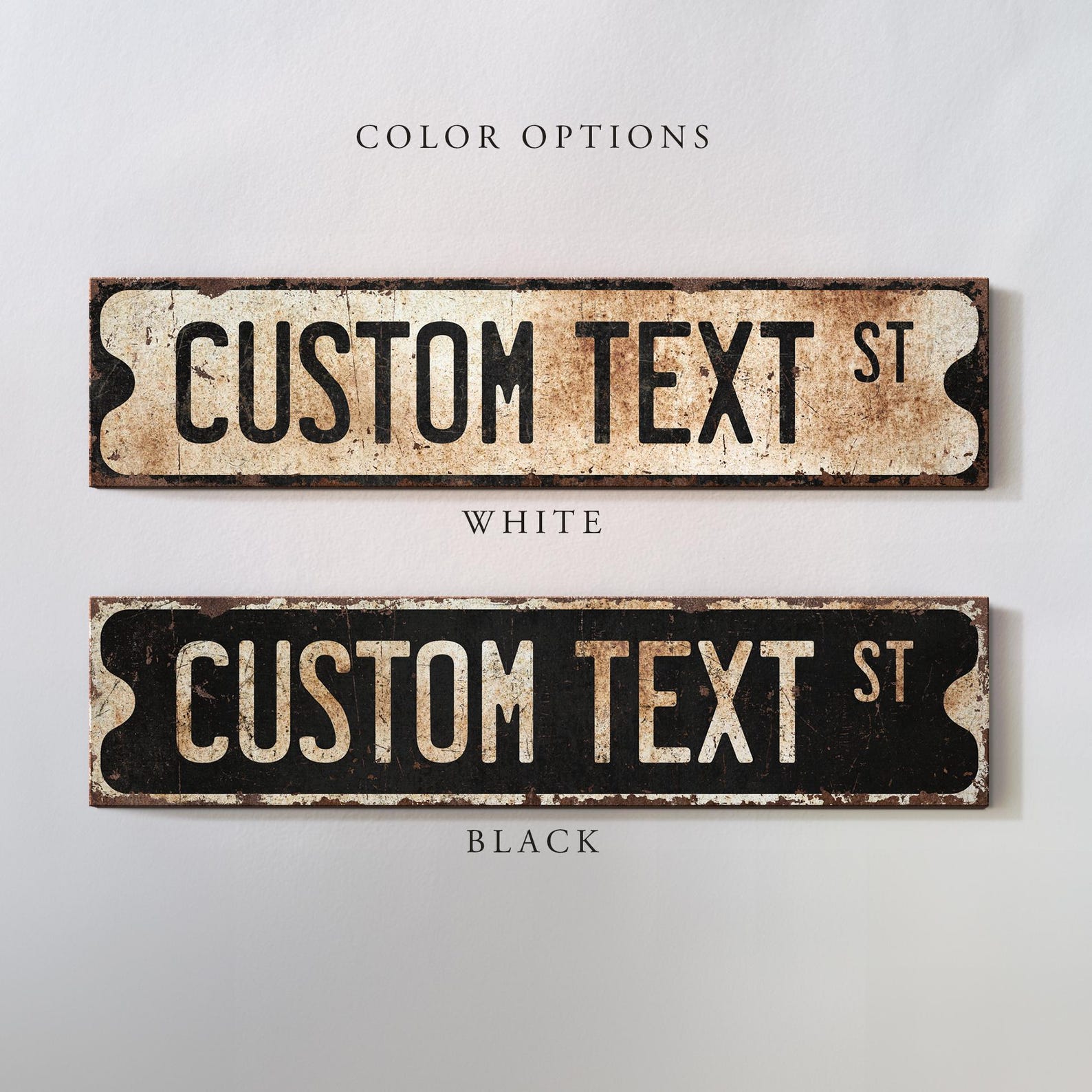 Big Vintage Custom Road Sign, Rusty Distressed Street Sign, Long ...