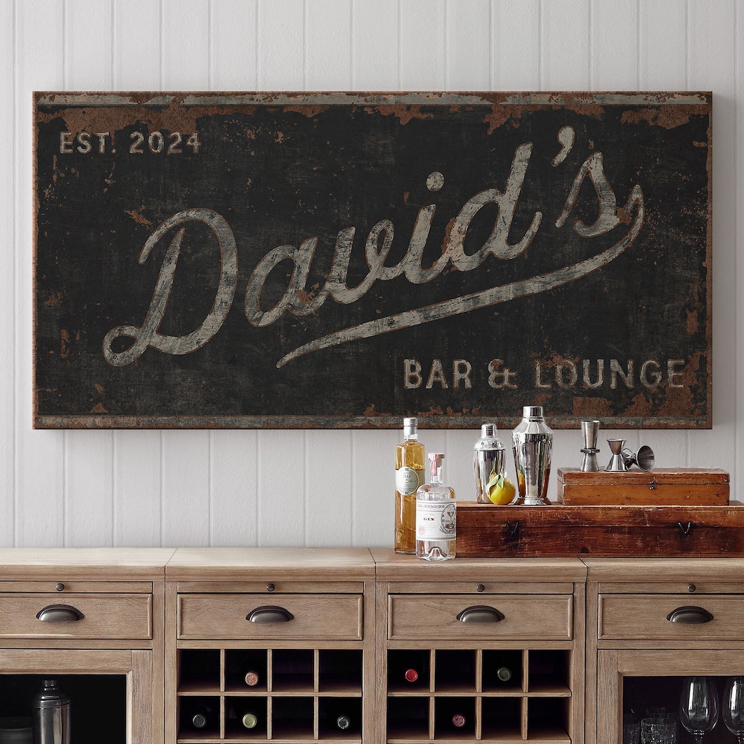 Rustic Custom Bar Sign for Man Cave, Home Bar & Lounge, Basement Bar ...