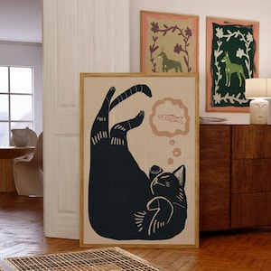 Cat Nap | Digital Download Wall Print| Cute Cat Illustration | Japanese ...