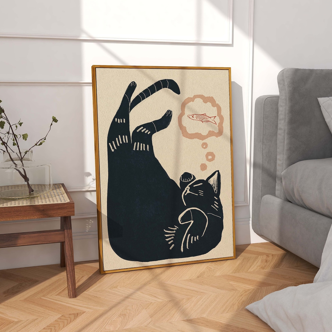 Cat Nap | Digital Download Wall Print| Cute Cat Illustration | Japanese ...