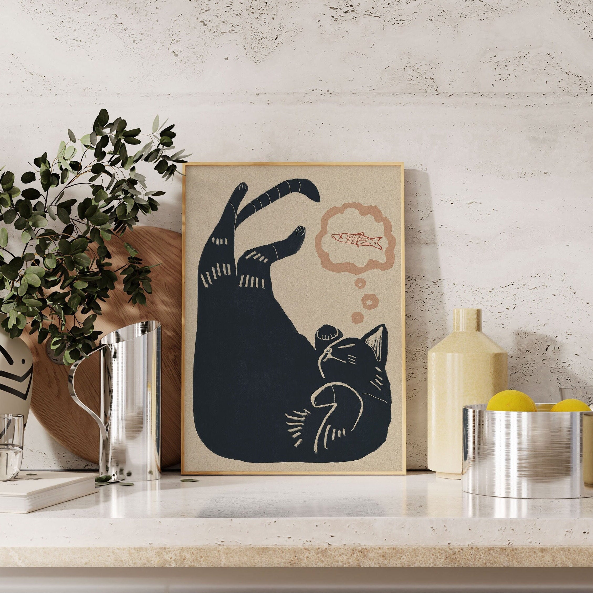 Cat Nap | Digital Download Wall Print| Cute Cat Illustration | Japanese ...