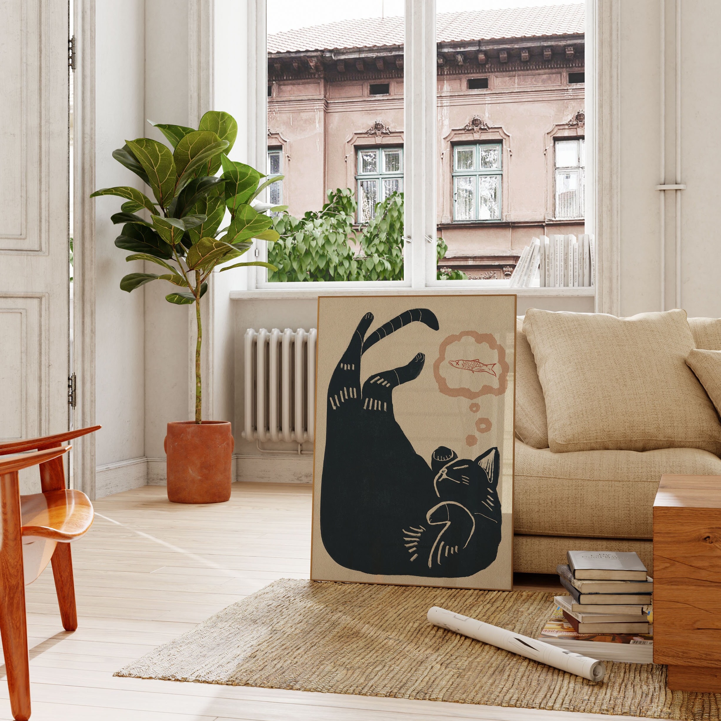 Cat Nap | Digital Download Wall Print| Cute Cat Illustration | Japanese ...