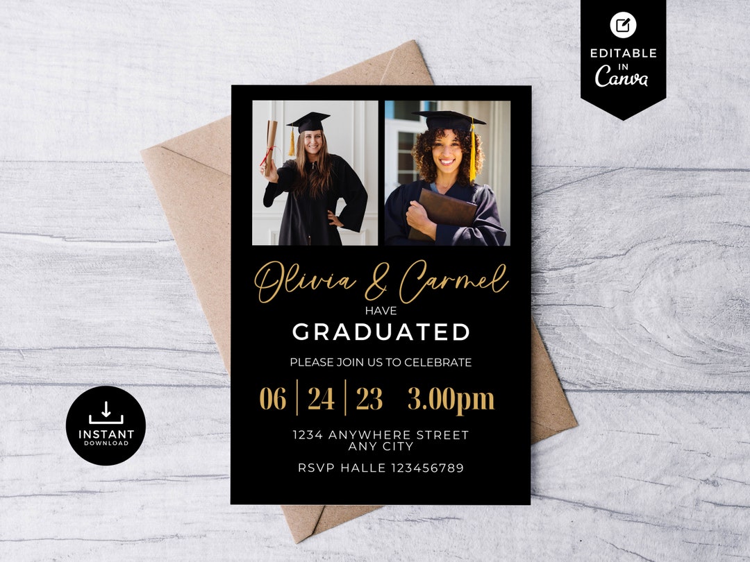 Joint Graduation Party Invitation, Photo Graduation Invite, Grad Party ...