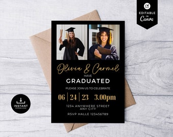Joint Graduation Party Invitation, Photo Graduation Invite, Grad Party ...