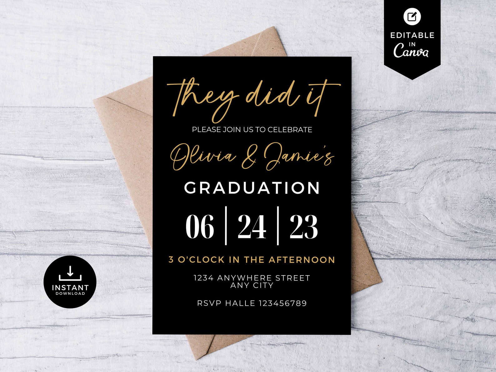 Joint Graduation Party Invitation, They Did It Graduation Invite, Grad ...
