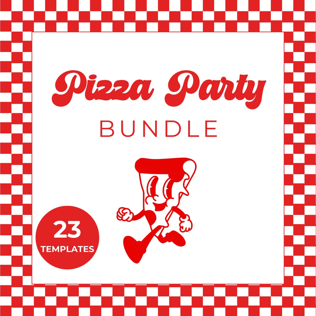 Pizza Party Invitation Bundle, Kids Pizza Party Pack, Editable Template ...