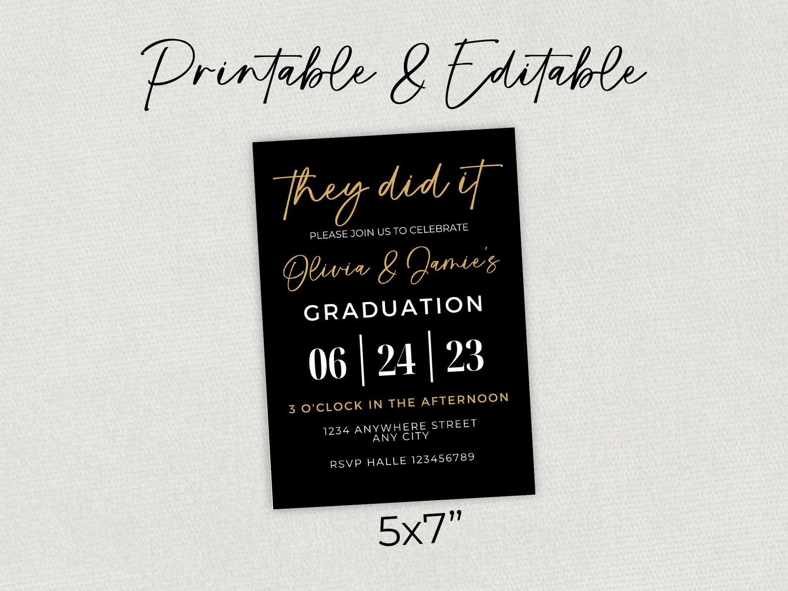 Joint Graduation Party Invitation, They Did It Graduation Invite, Grad ...