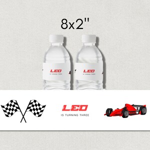 Race Car Water Bottle Label, Canva Template, Little Racer Birthday ...