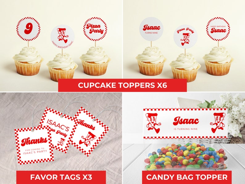 Pizza Party Invitation Bundle, Kids Pizza Party Pack, Editable Template ...