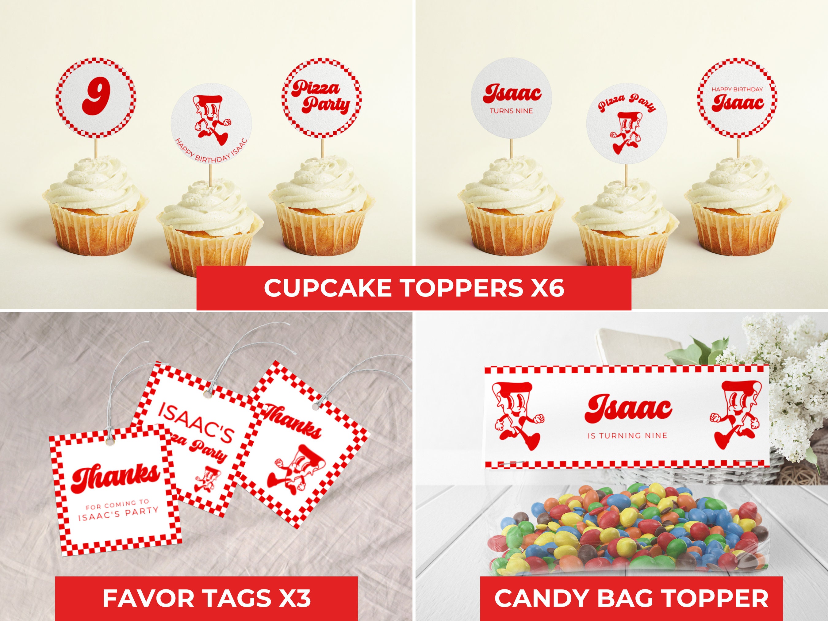 Pizza Party Invitation Bundle, Kids Pizza Party Pack, Editable Template ...