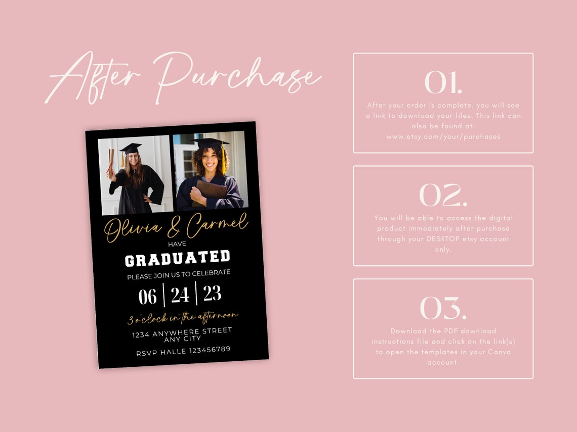 Joint Graduation Party Invitation, Photo Graduation Invite, Grad Party ...