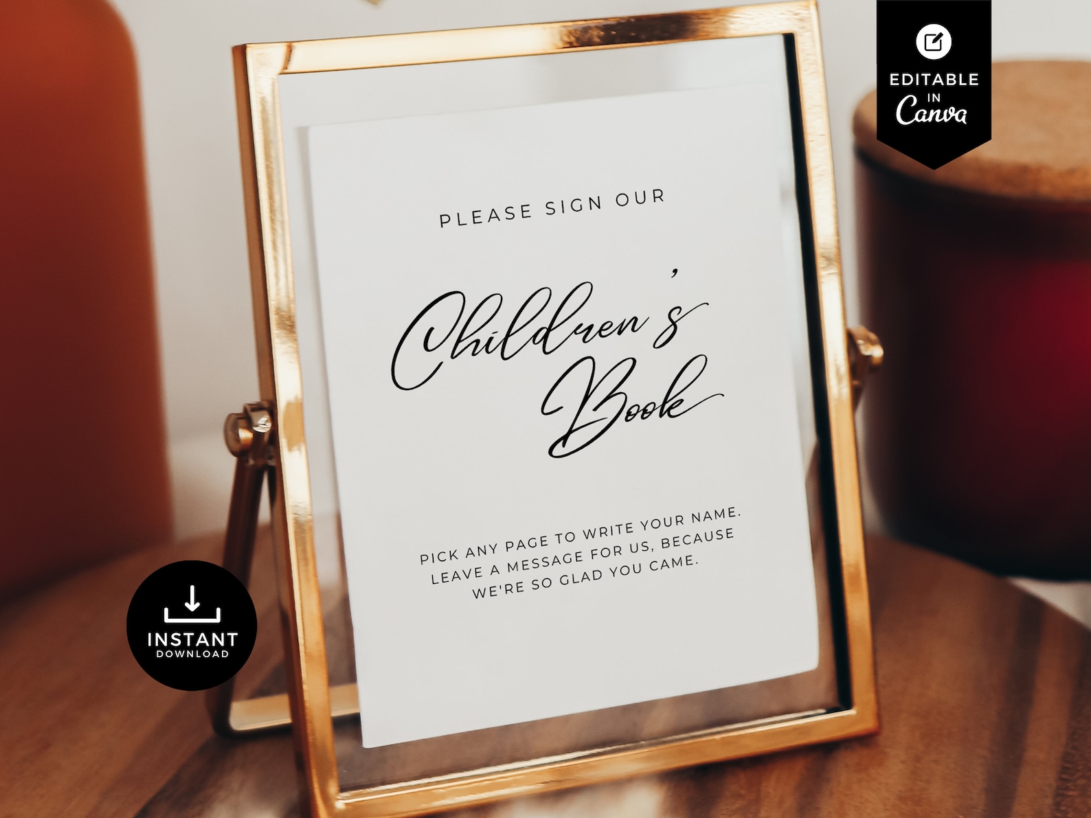 Please Sign Our Children's Book Sign, Minimalist Baby Shower, Canva ...