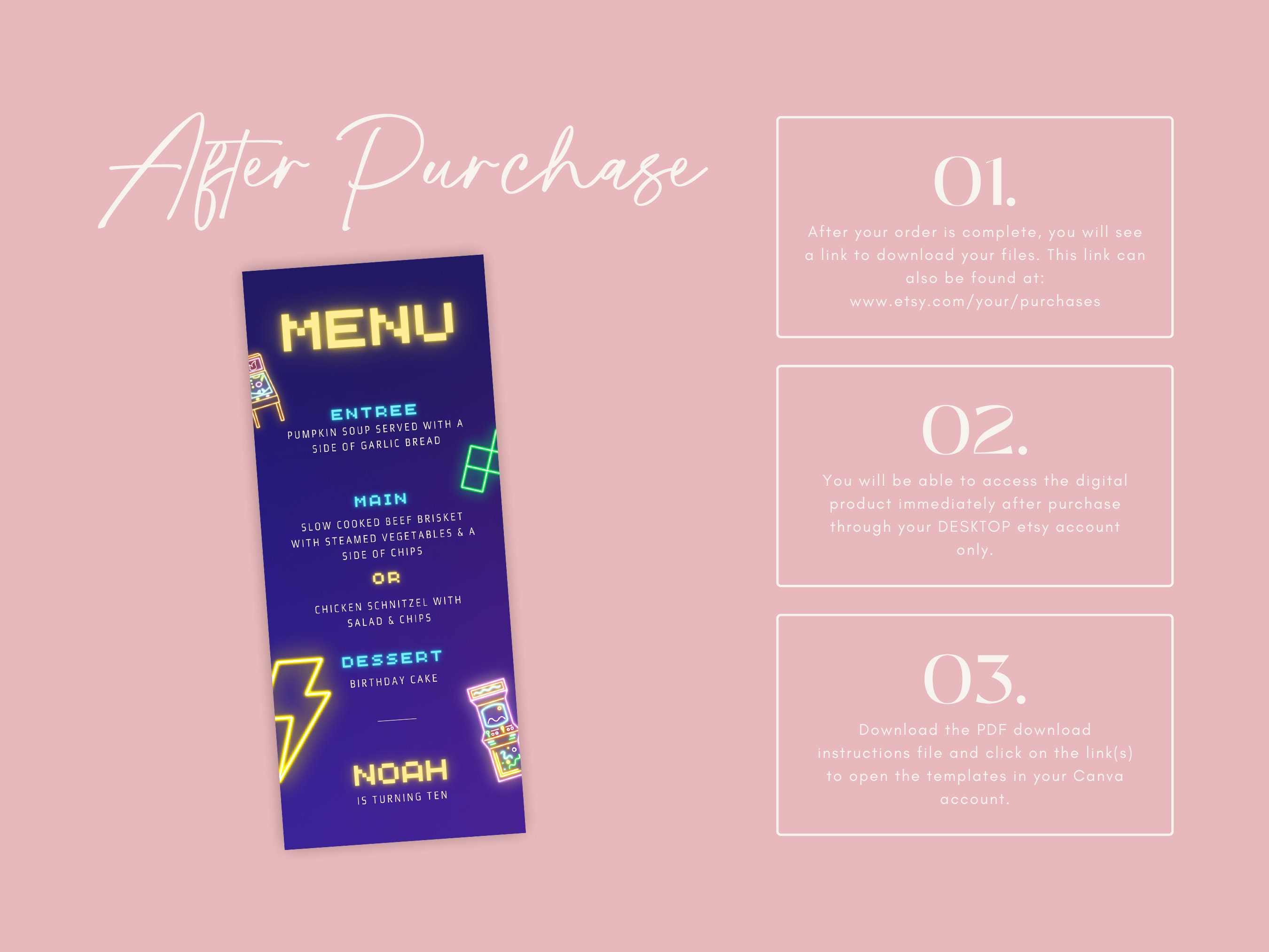 Arcade Birthday Menu, Arcade Game Party, Menu Card, Video Game Party ...