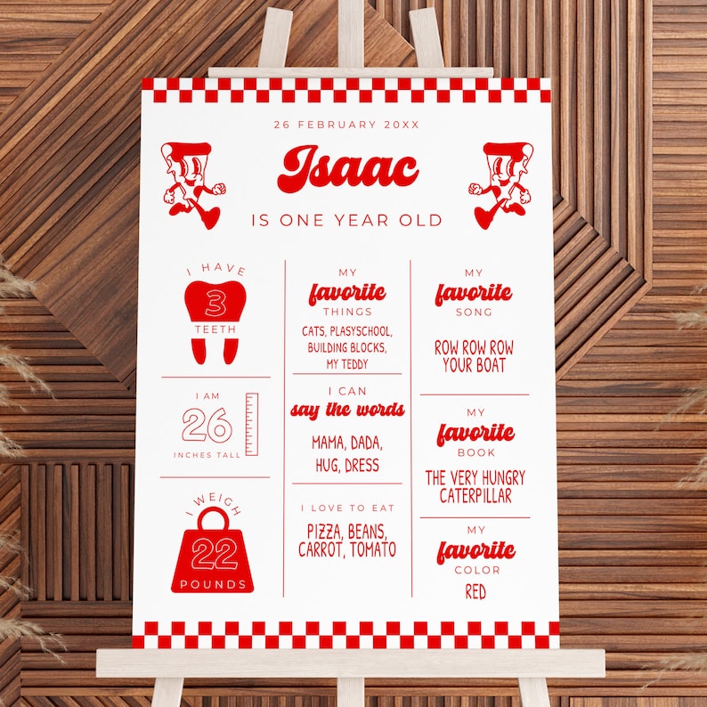 Pizza Party Milestone Board, Pizza Milestone Poster, First Birthday ...