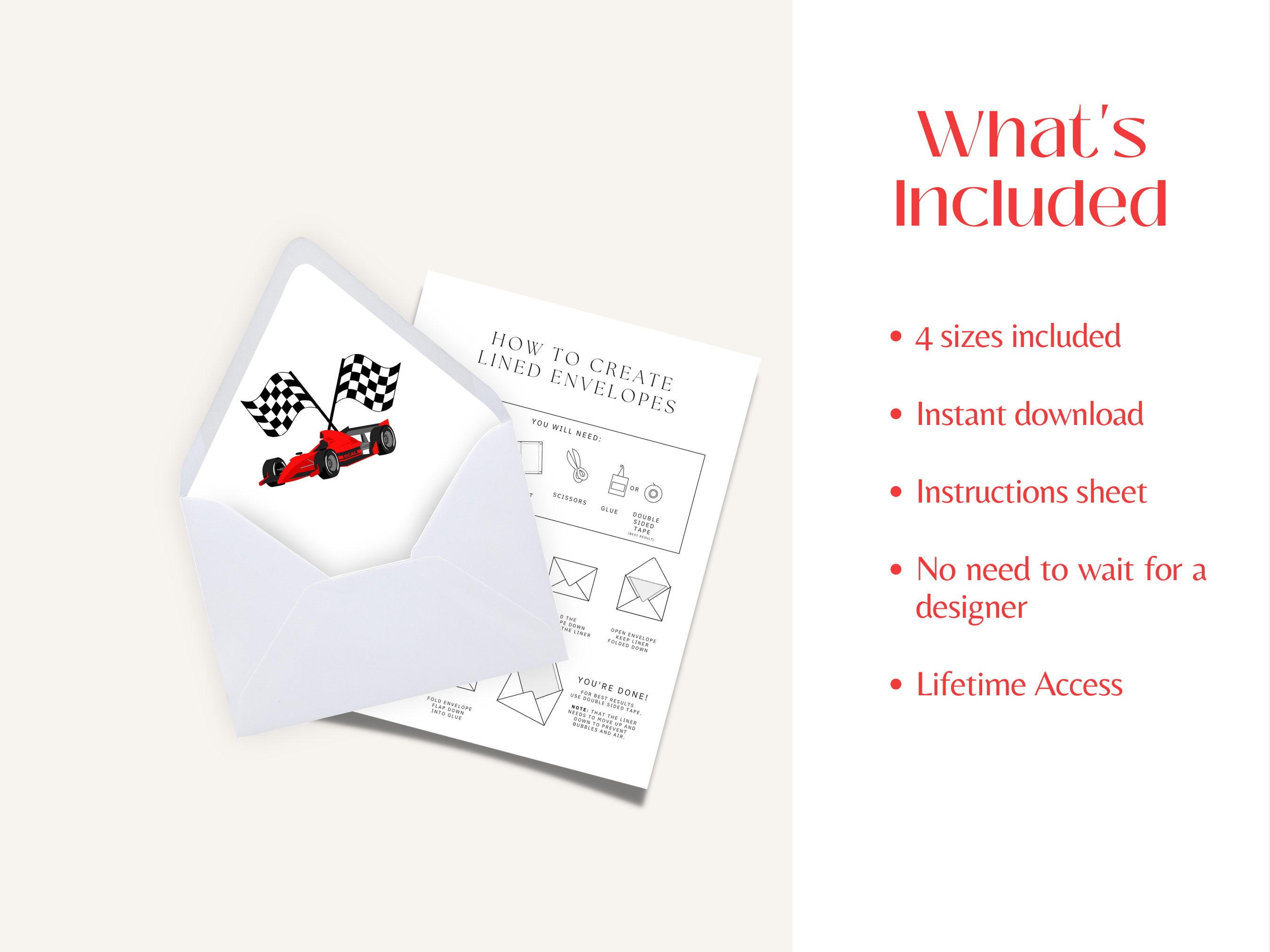 Race Car Envelope Liner, Envelope Printing, Little Racer Birthday ...