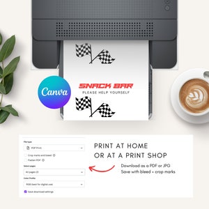 Race Car Party Food Sign, Canva Template, Snack Bar Sign, Racing Driver ...