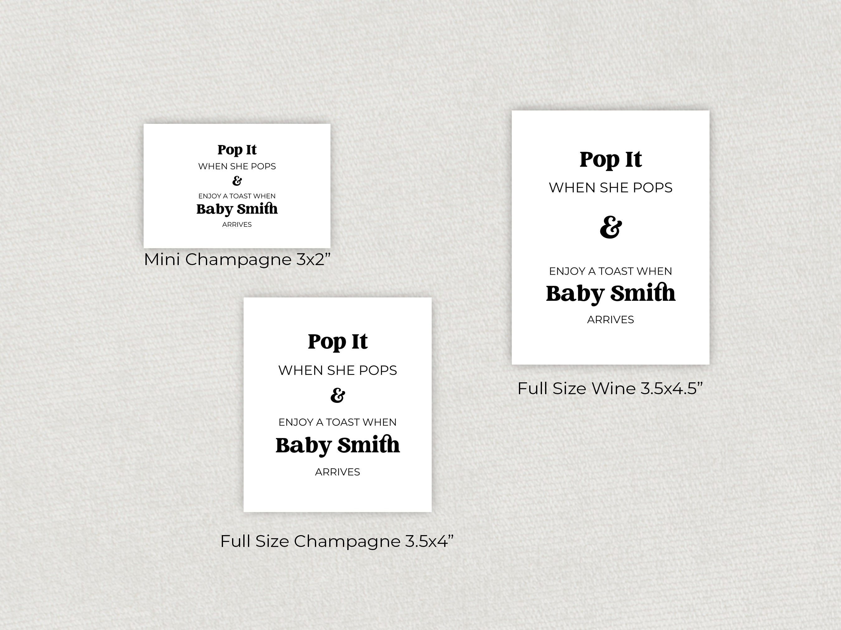Minimalist Baby Shower Champagne Label, Wine Label, Simple, Modern ...