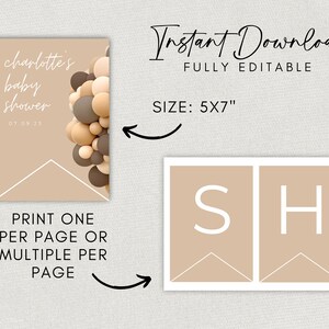 Bear Baby Shower Bunting, Teddy Bear, Garland, Canva Template, Flag ...