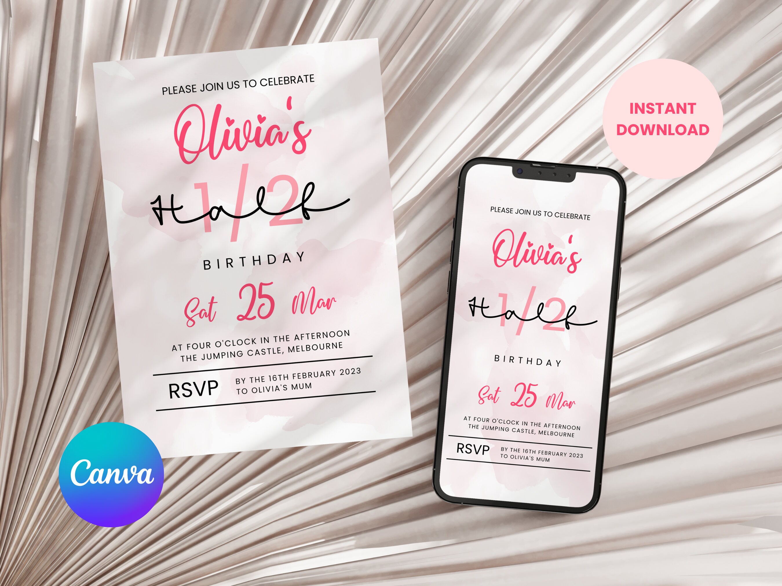 Half Birthday Invitation, 1/2 Birthday Invite, 6 Months Birthday Party ...