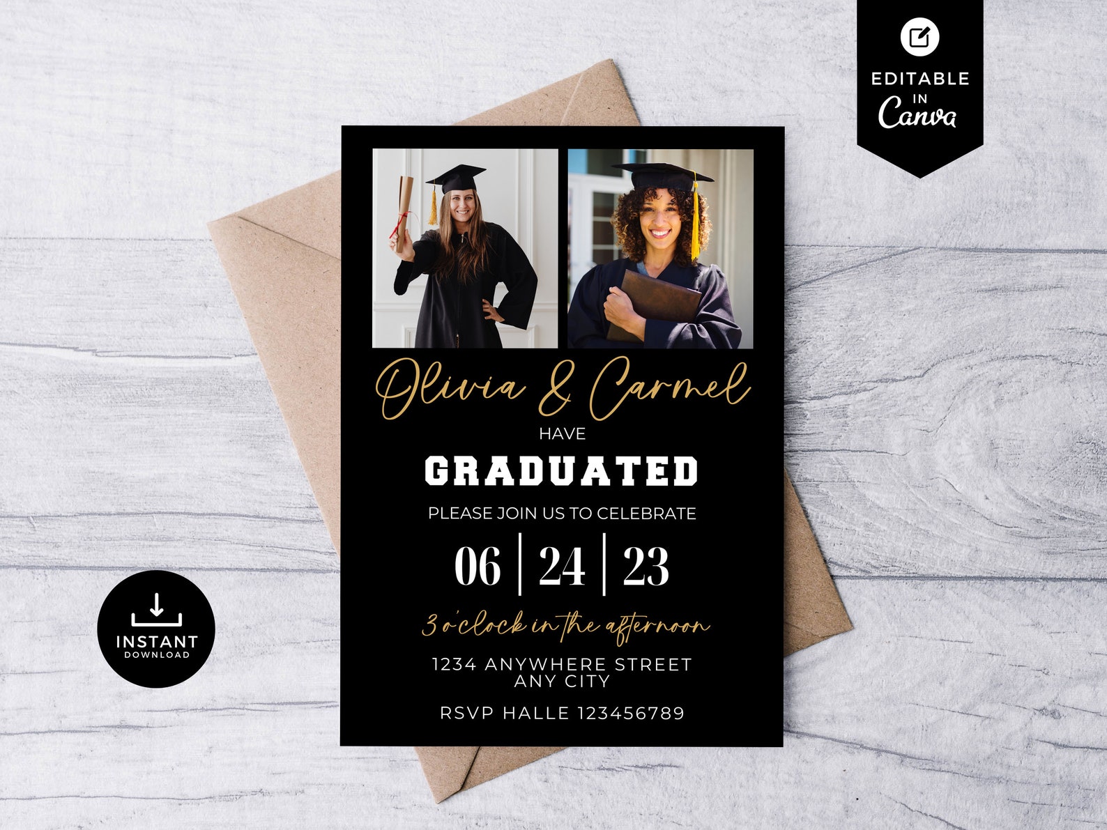 Joint Graduation Party Invitation, Photo Graduation Invite, Grad Party ...