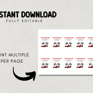 Race Car Party Bag Topper, Favor Tag, Treat Bag, Little Racer Bday ...