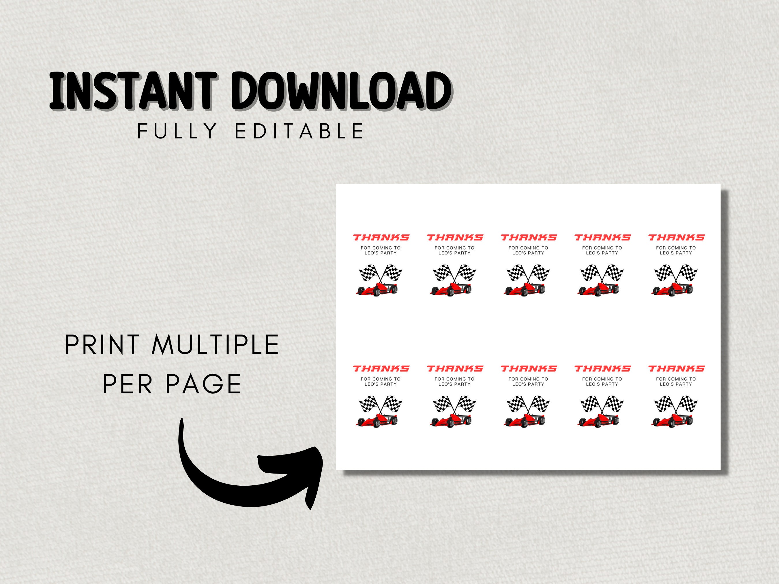 Race Car Party Bag Topper, Favor Tag, Treat Bag, Little Racer Bday ...