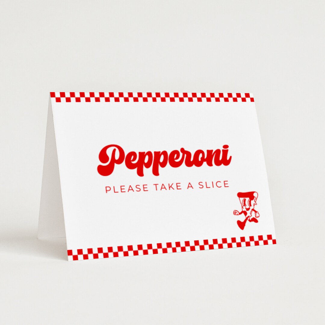 Pizza Party Buffet Cards Template, Kids Pizza Party, Food Labels, Food ...