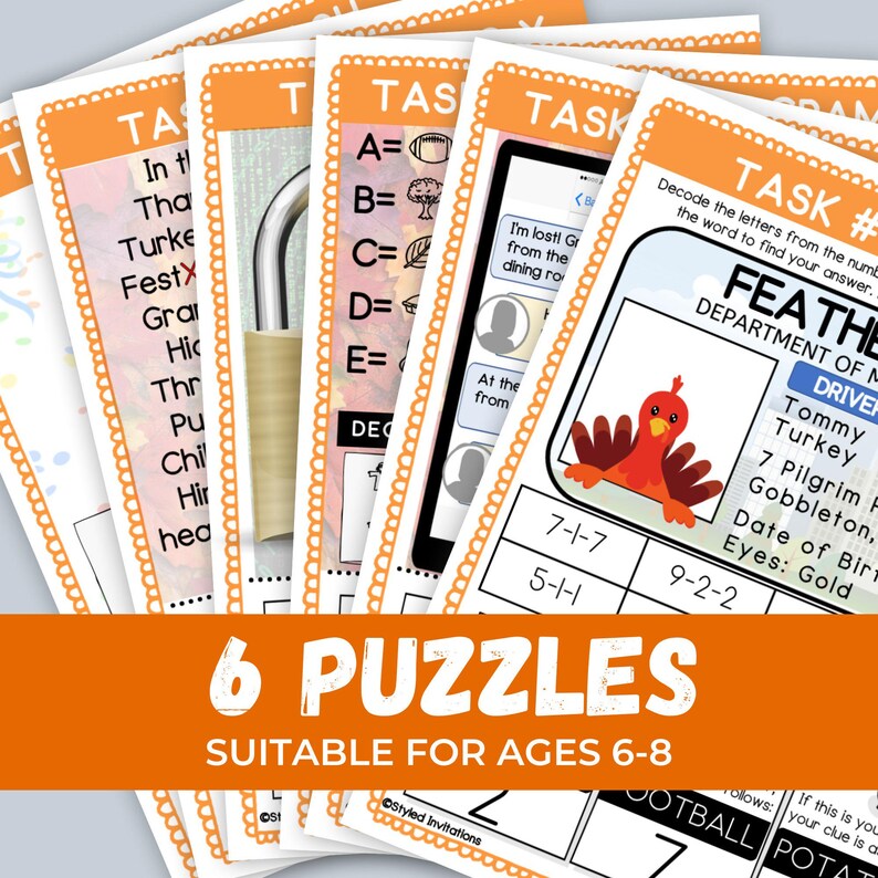 Thanksgiving Escape Room for Kids, Printable Holiday Party Game, Fall ...
