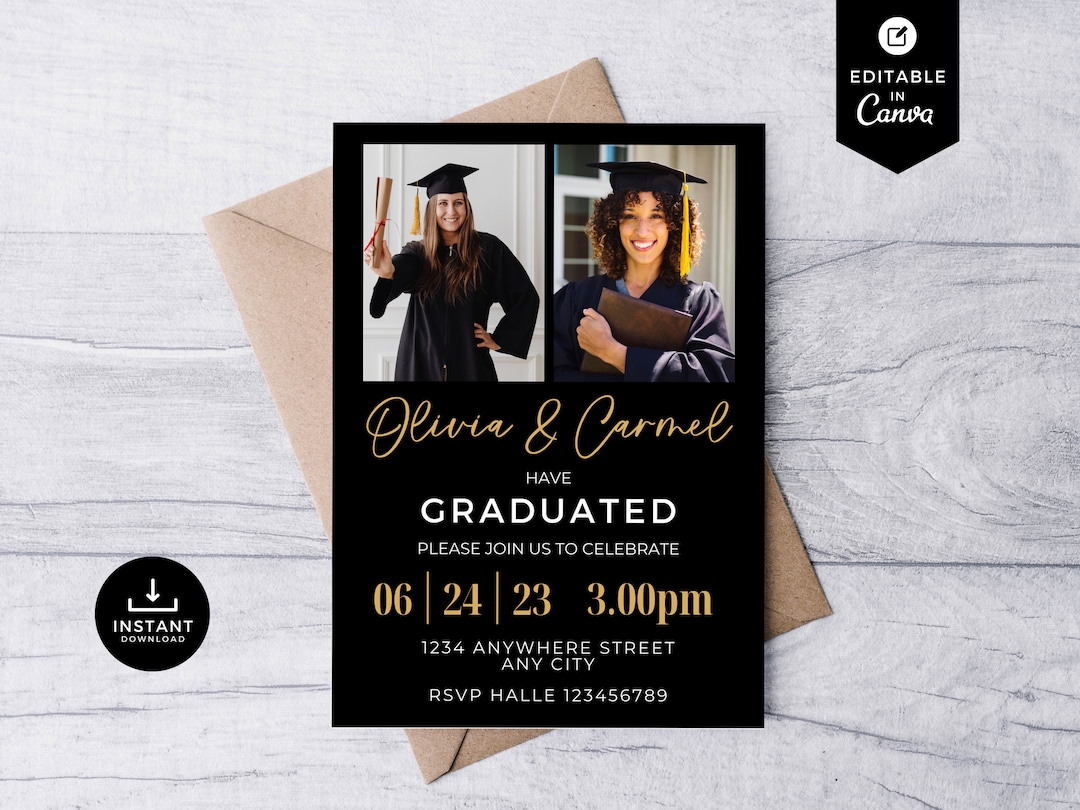 Joint Graduation Party Invitation, Photo Graduation Invite, Grad Party ...
