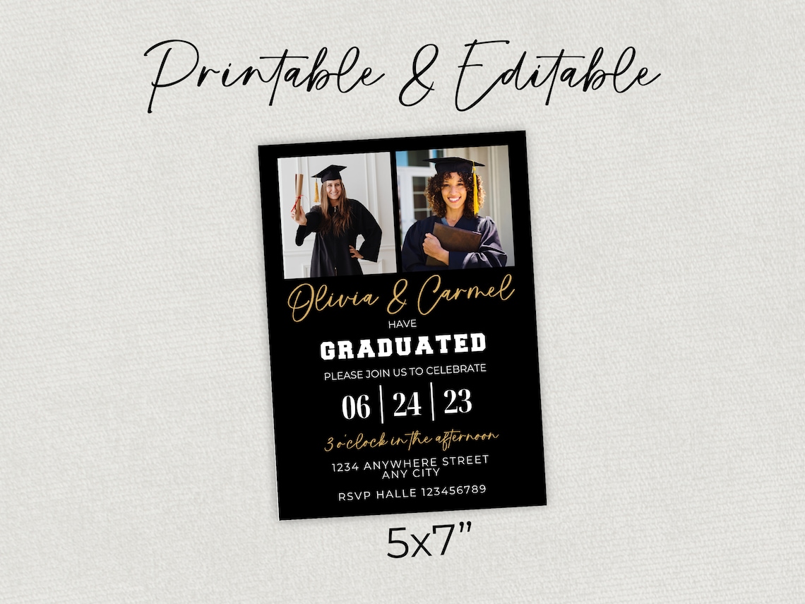 Joint Graduation Party Invitation, Photo Graduation Invite, Grad Party ...