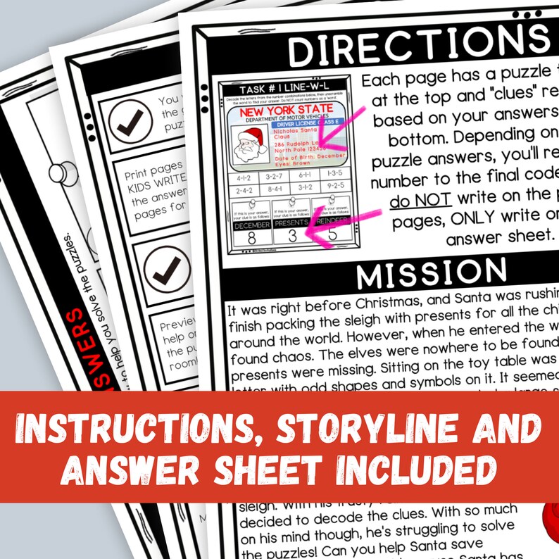 Christmas Escape Room for Kids, Printable Holiday Party Game, Xmas ...