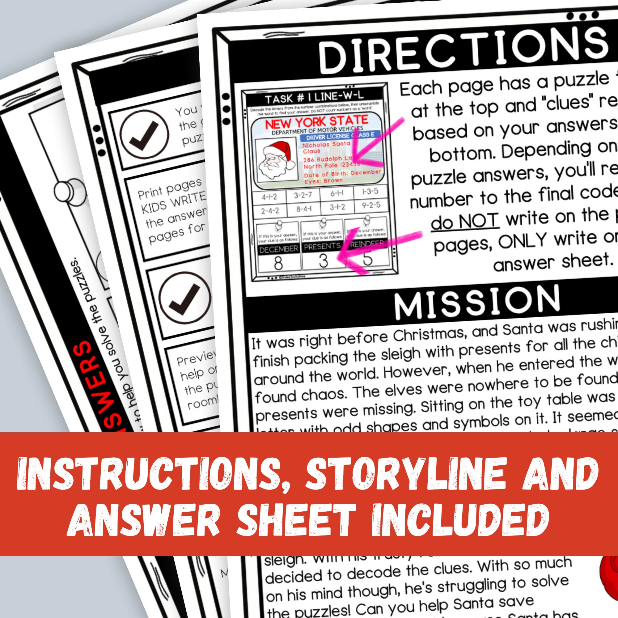 Christmas Escape Room for Kids, Printable Holiday Party Game, Xmas ...