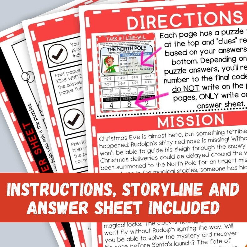 Christmas Escape Room for Kids, Printable Holiday Party Game, Xmas ...