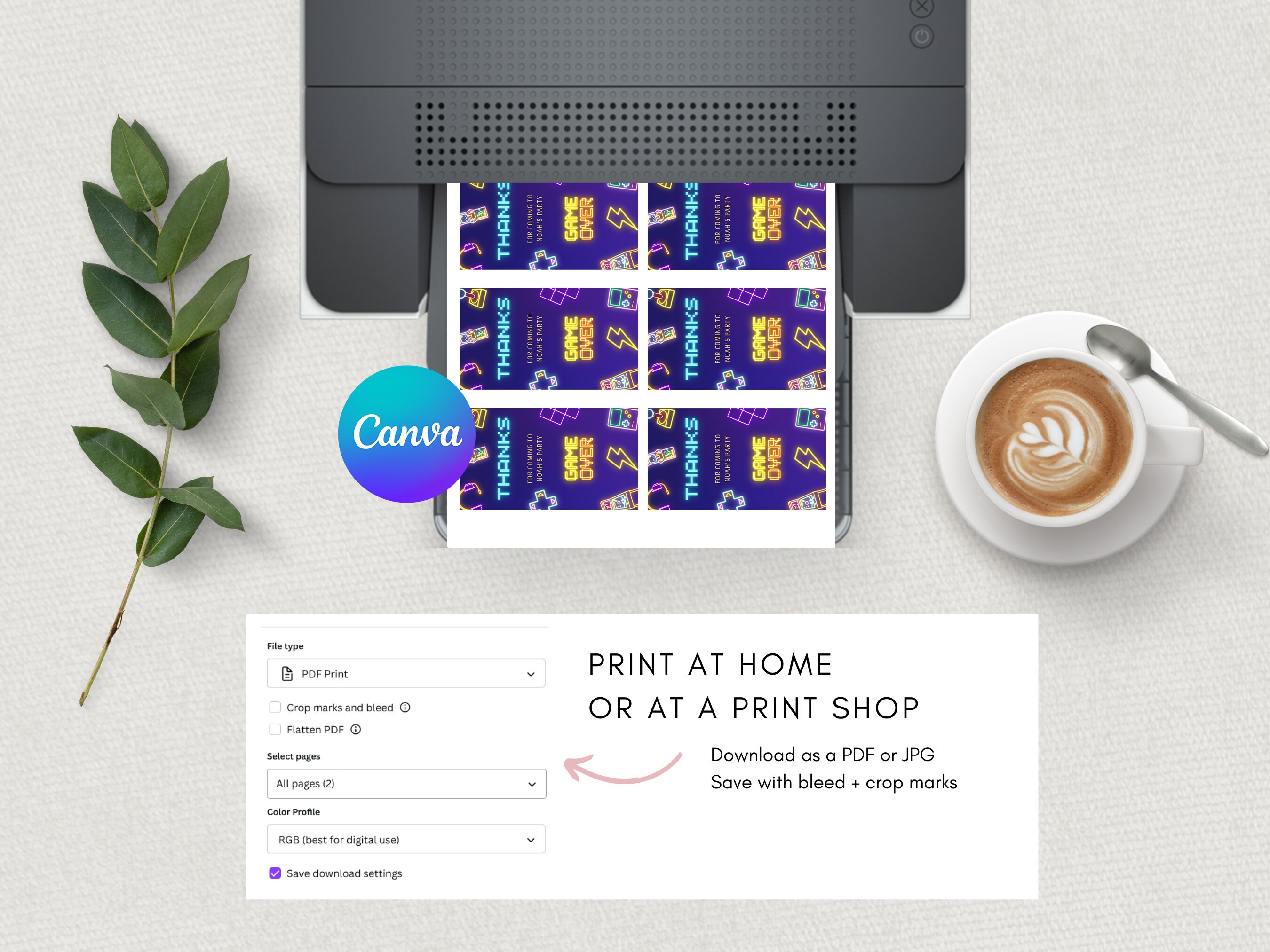 Arcade Party Bag Topper, Favor Tag, Treat Bag, Gamer Bday Party, Glow ...