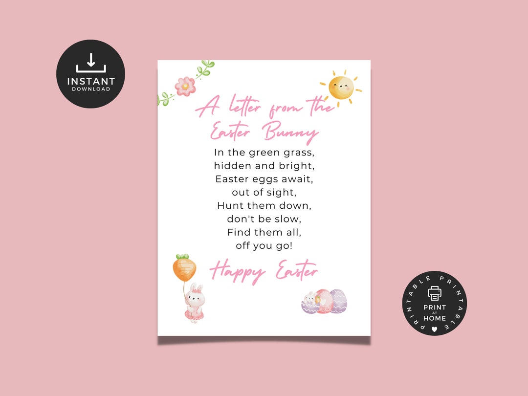 Easter Egg Hunt, Letter From the Easter Bunny, Easter Bunny Note ...