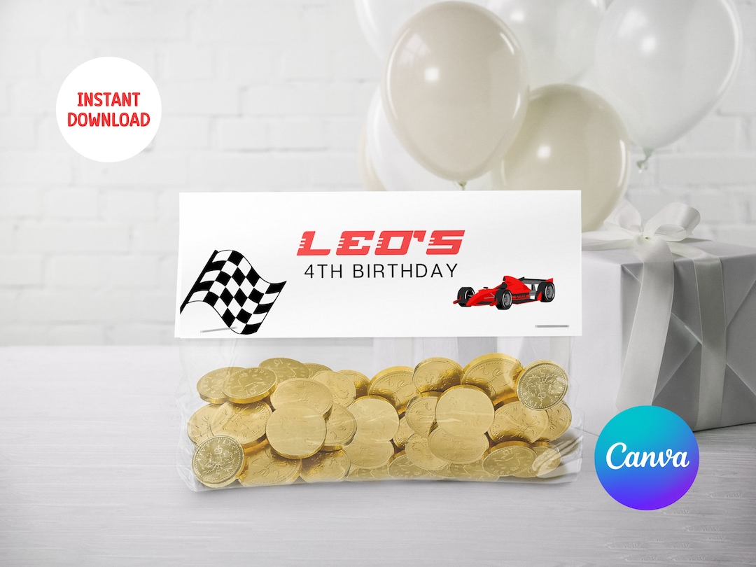 Race Car Candy Bag Topper, Treat Bag, Little Racer Birthday Party ...