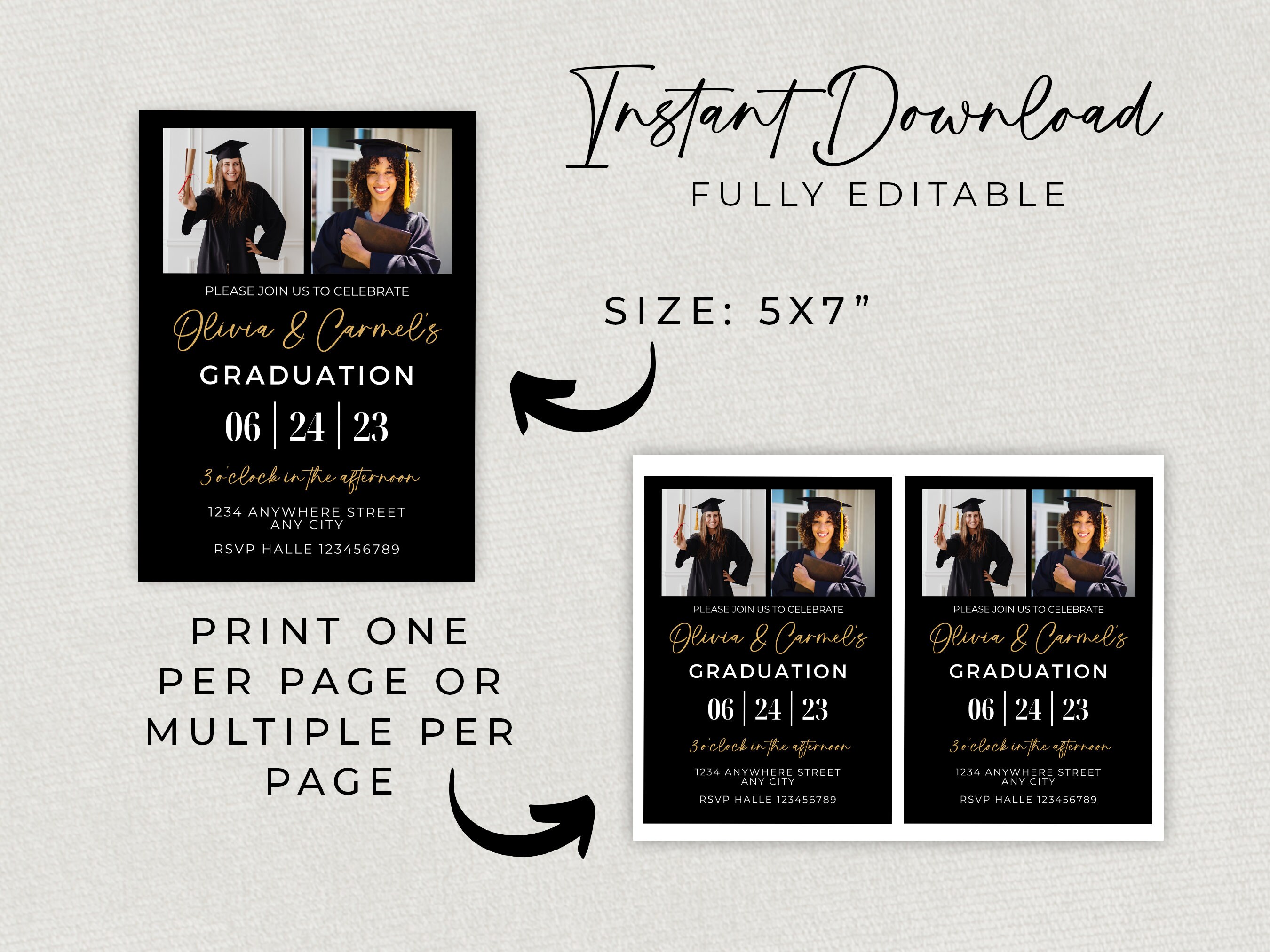 Joint Graduation Party Invitation, Photo Graduation Invite, Grad Party ...