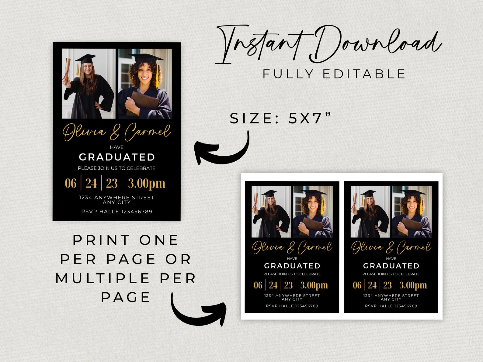 Joint Graduation Party Invitation, Photo Graduation Invite, Grad Party ...