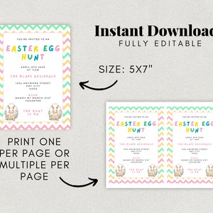 Easter Egg Hunt Invitation, Easter Invite, Easter Bunny, Easter Egg ...