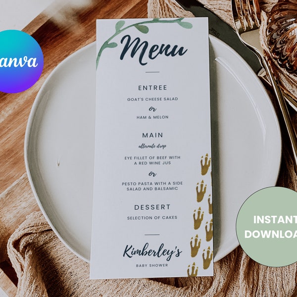 Dinosaur Baby Shower Menu - Etsy