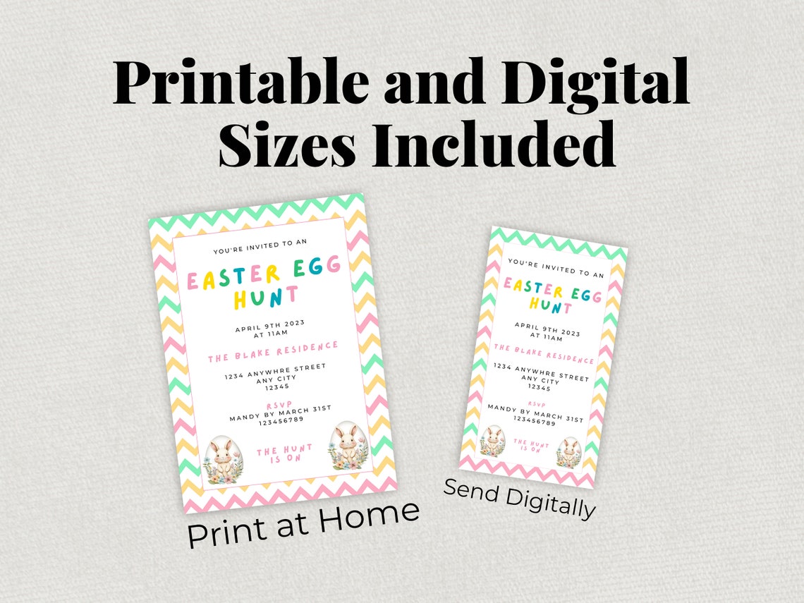 Easter Egg Hunt Invitation, Easter Invite, Easter Bunny, Easter Egg ...