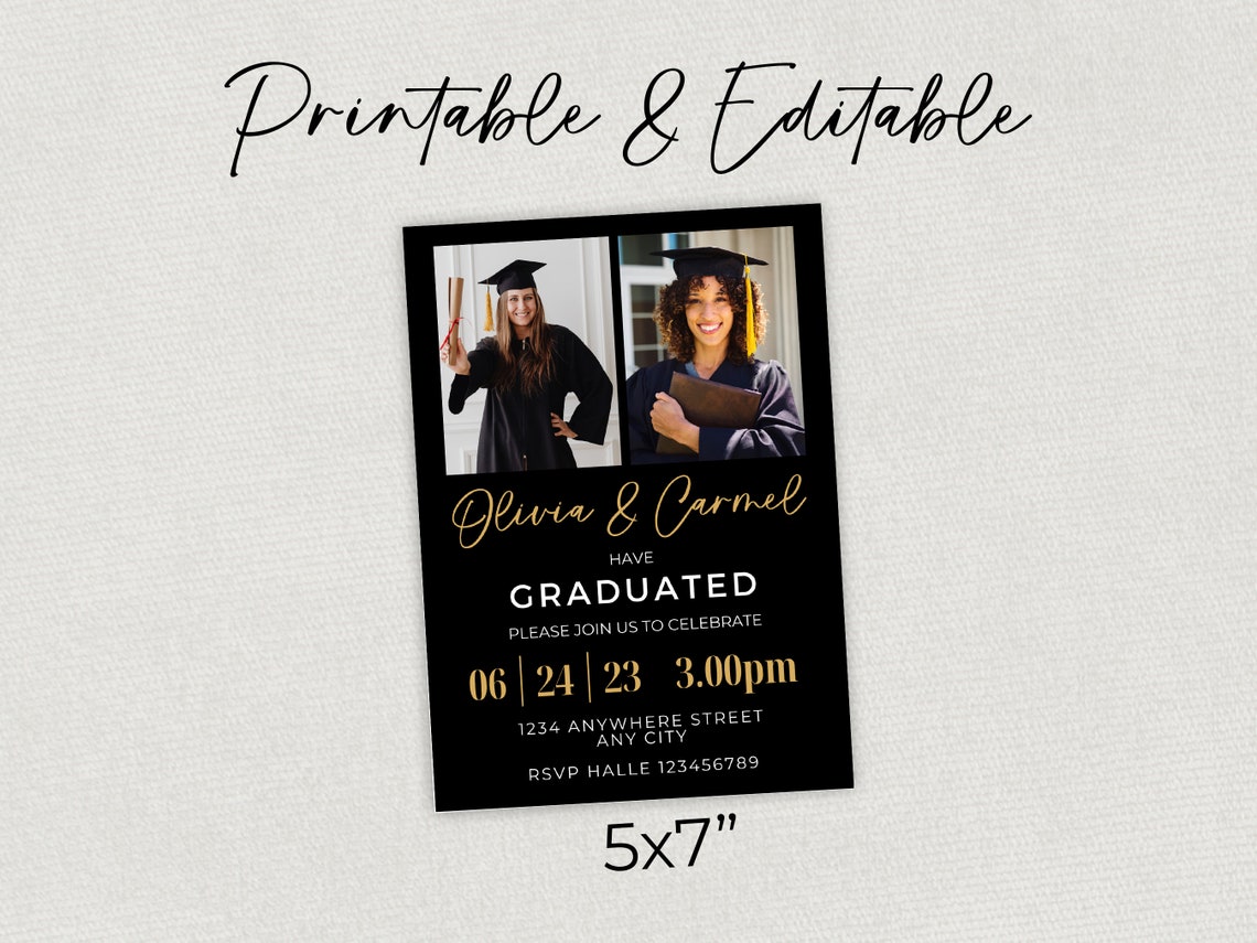 Joint Graduation Party Invitation, Photo Graduation Invite, Grad Party ...