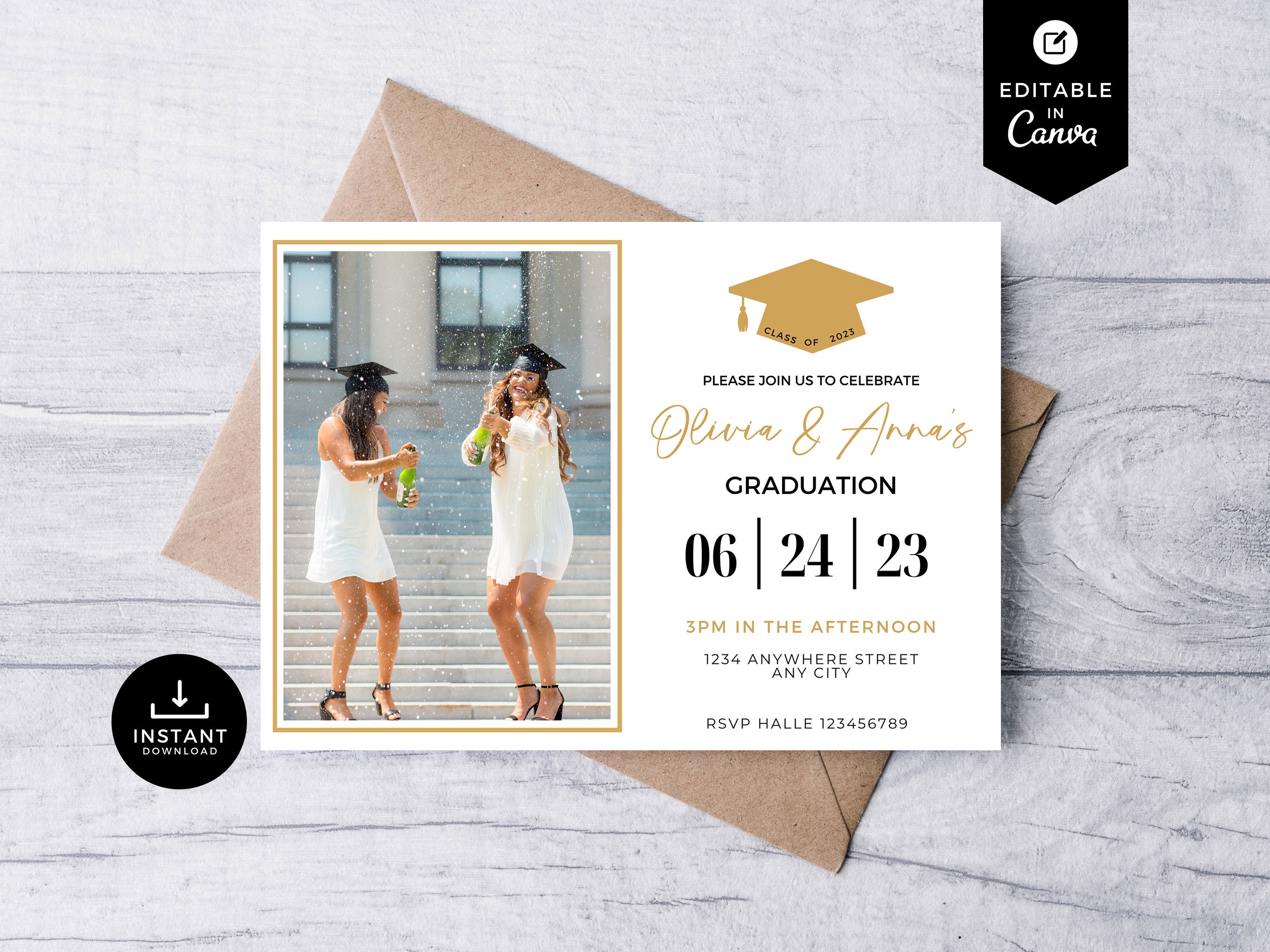 Joint Graduation Party Invitation, Photo Graduation Invite, Grad Party ...