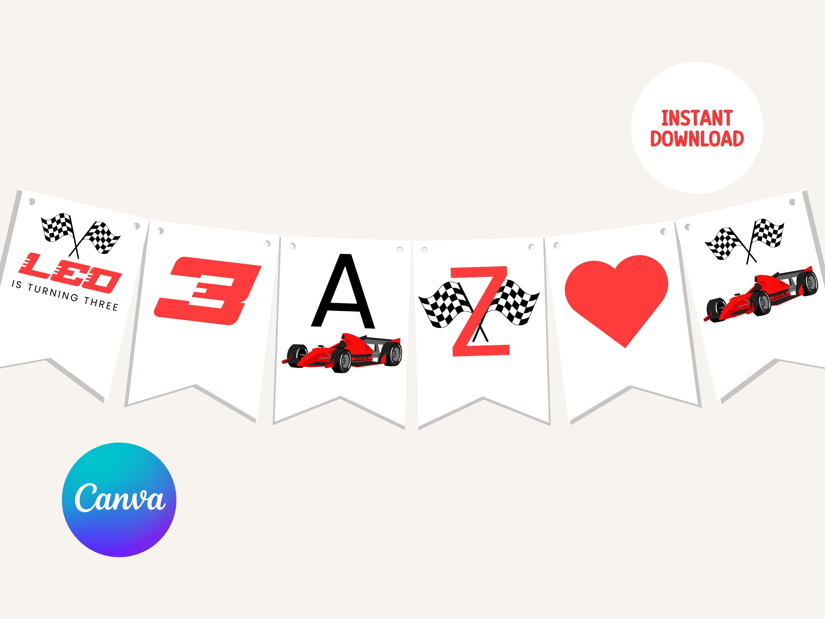 Race Car Bunting, Racing Driver Birthday, Party Decorations, Bday Decor ...