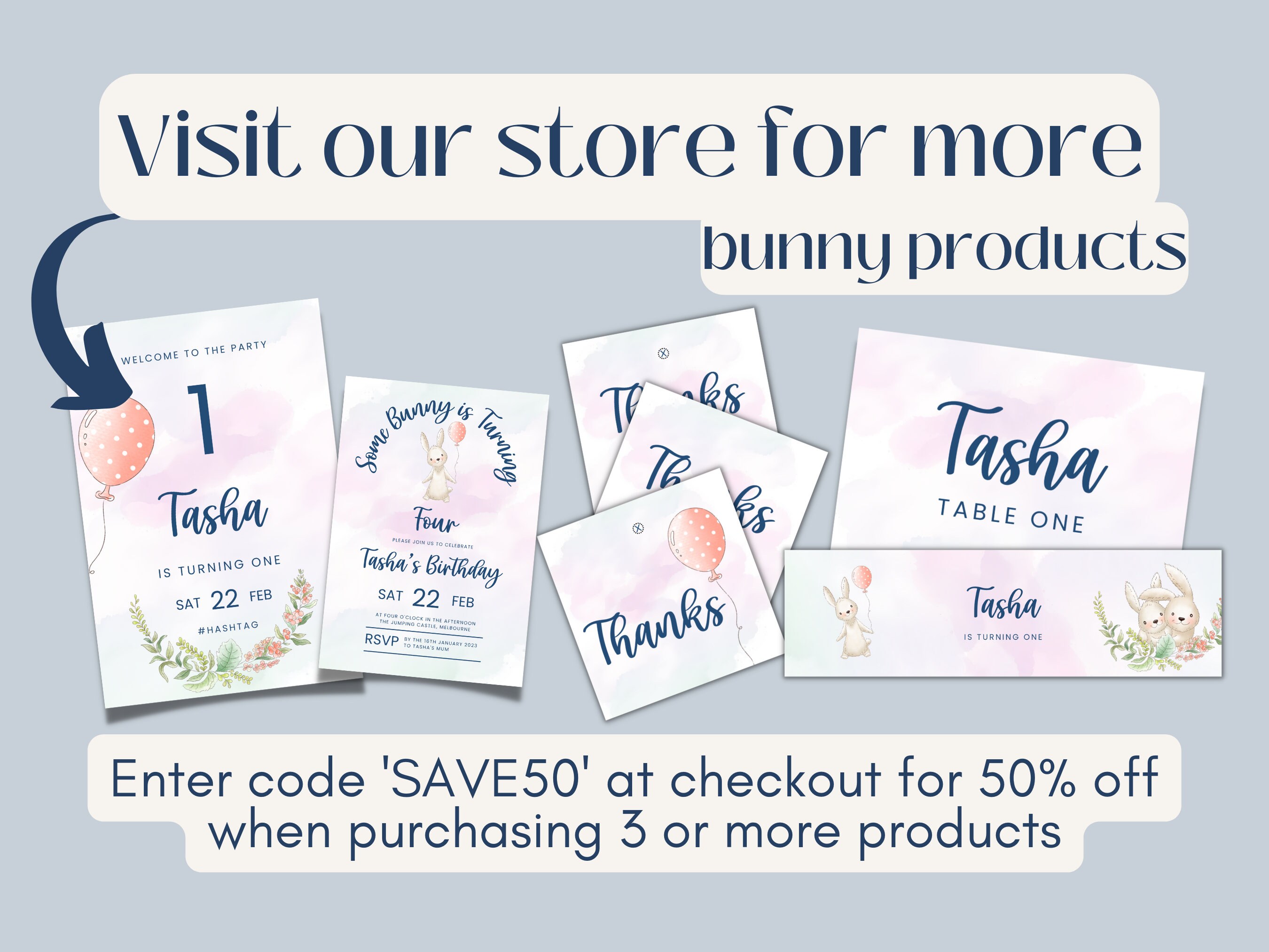 Bunny Party Food Sign, Canva Template, Snack Bar Sign, Bunny Rabbit ...