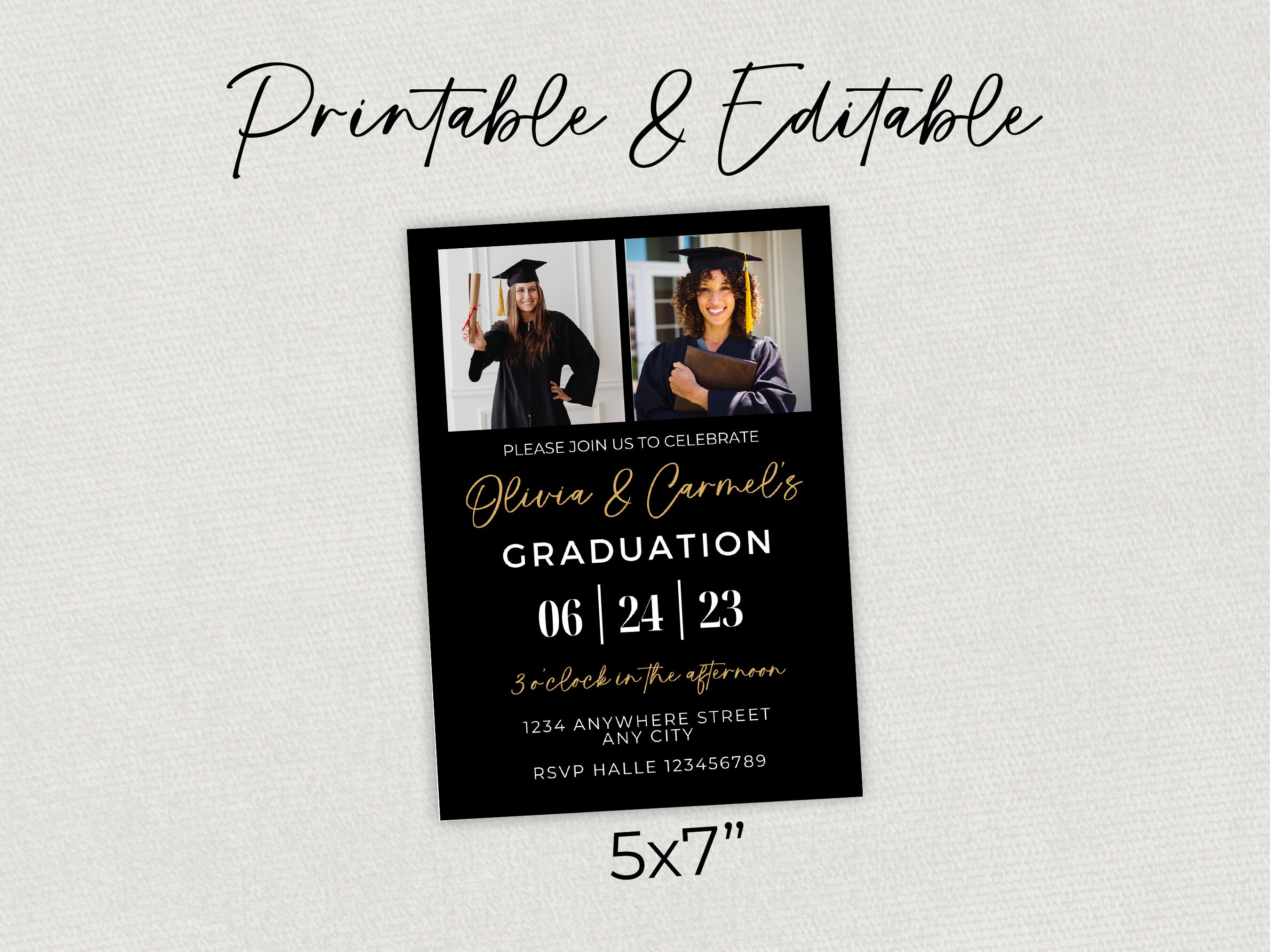 Joint Graduation Party Invitation, Photo Graduation Invite, Grad Party ...