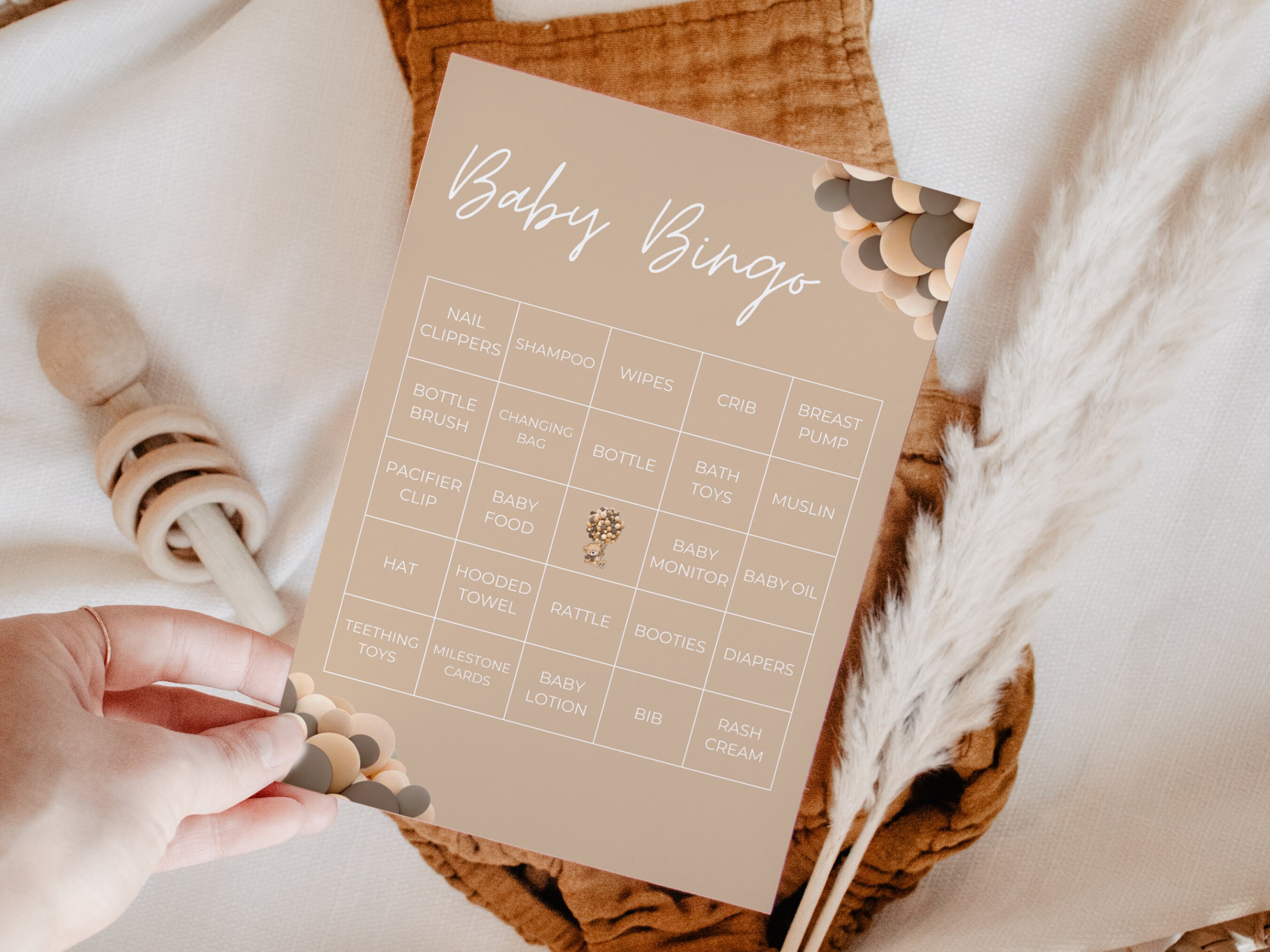 Baby Shower Bingo, Teddy Bear Balloons, Printable Bingo Cards ...