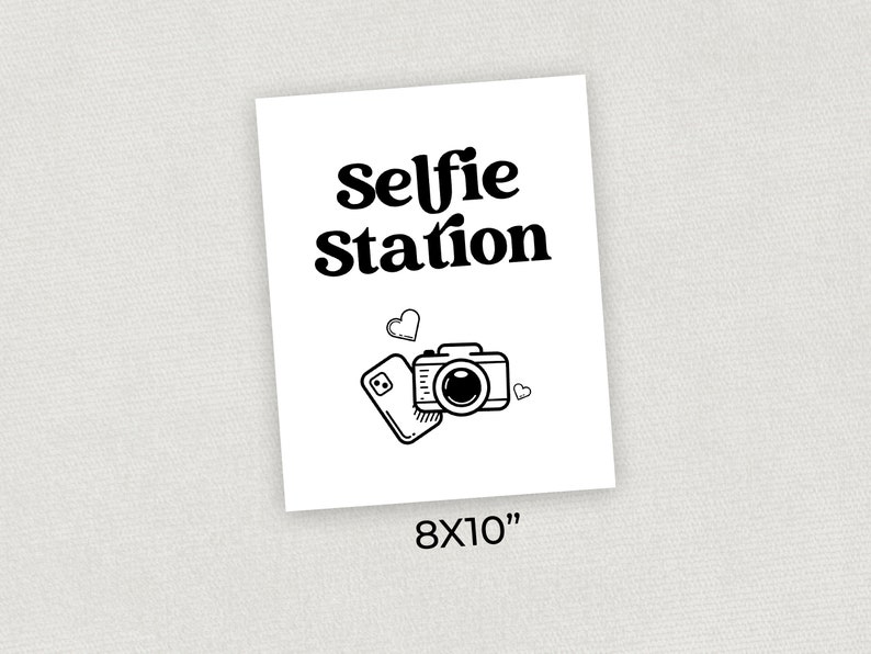 Minimalist Selfie Station Sign, Photo Booth Sign, Photo Selfie Sign ...